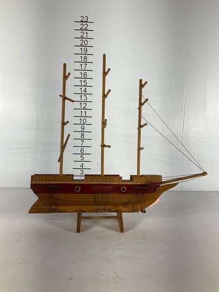 Handcrafted Ship Model with Three Masts from the Pope Estate Property ...