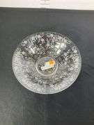 Etched Glass Bowl with Floral and Scroll Motif - Hash Auctions