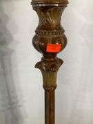 Heavy Floor Lamp with Ornate Base and Fabric Shade - Hash Auctions