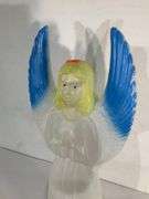 Illuminated Plastic Angel Figurine with Blue Wings and Praying Hands ...