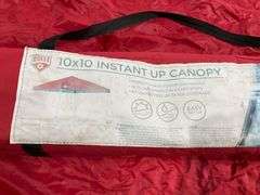 Red Quest 10’x10′ Instant Up Canopy with Storage Bag - Hash Auctions