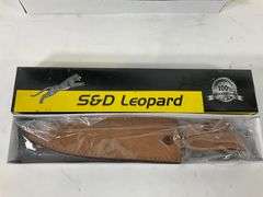 Set of Two S&D Leopard Fixed-Blade Knives with Leather Sheaths - Hash ...
