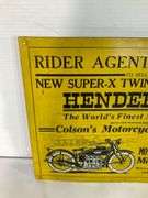 Yellow Metal Advertising Sign for Henderson Motorcycles, 15.5×12.5 ...