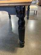 Two-Tone Dining Table with Black Turned Legs and Extension Leaf - Hash ...