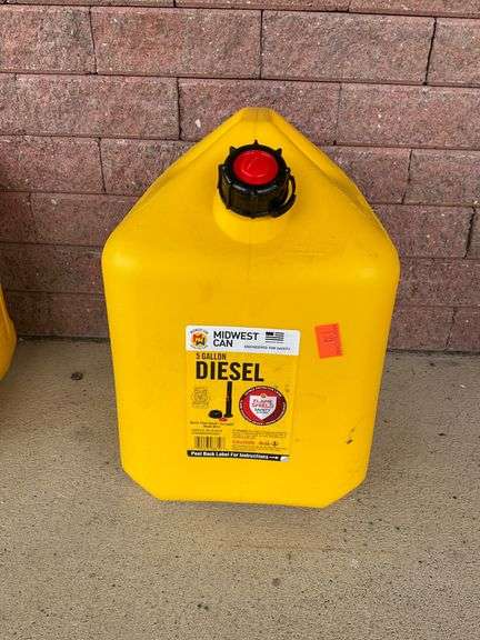 Yellow 5-Gallon Diesel Fuel Can with Spout by Midwest Can - Hash Auctions