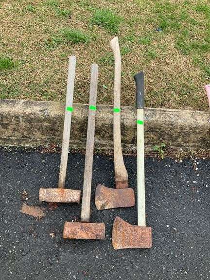 Lot of Five Hand Tools Including Mallets and Axes - Hash Auctions