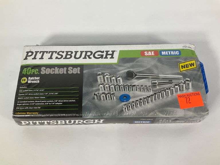 Pittsburgh 40-Piece SAE and Metric Socket Set, Factory Sealed - Hash ...