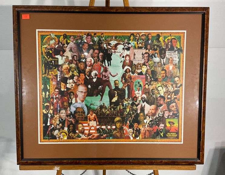 Framed Collage Artwork Depicting Historical and Cultural Figures - Hash ...