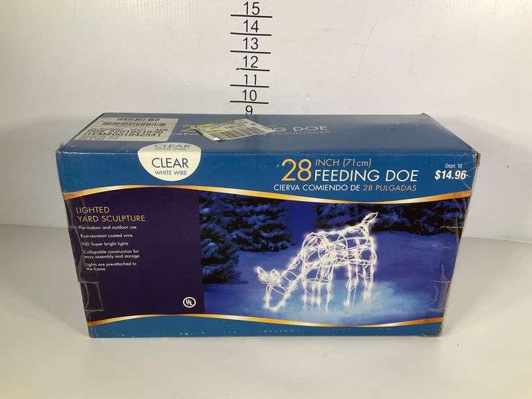 28-Inch Lighted Feeding Doe Yard Sculpture with Clear Lights - Hash ...