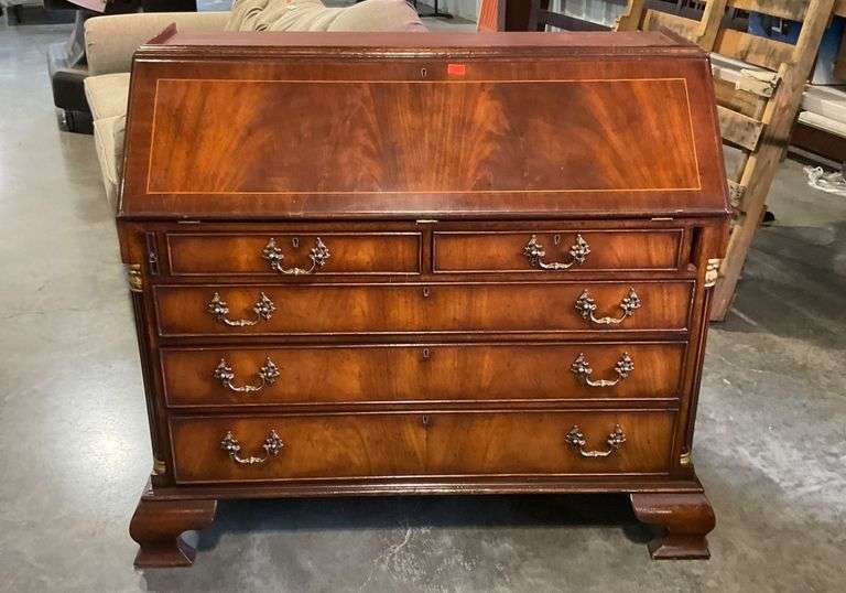 Mahogany Secretary Desk Base with Drop-Front Writing Surface - Hash ...