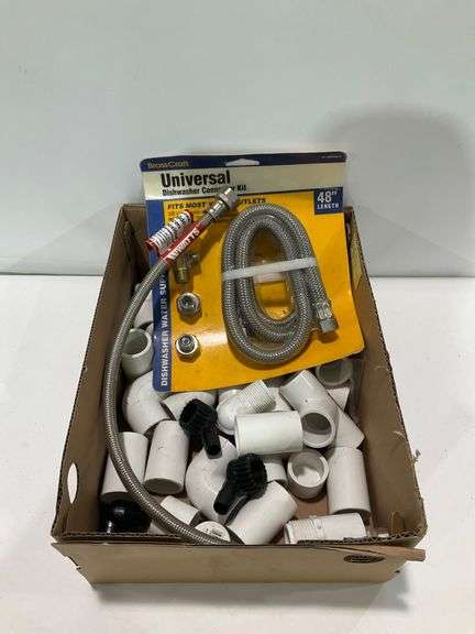 Box of Plumbing Components and BrassCraft Universal Dishwasher ...