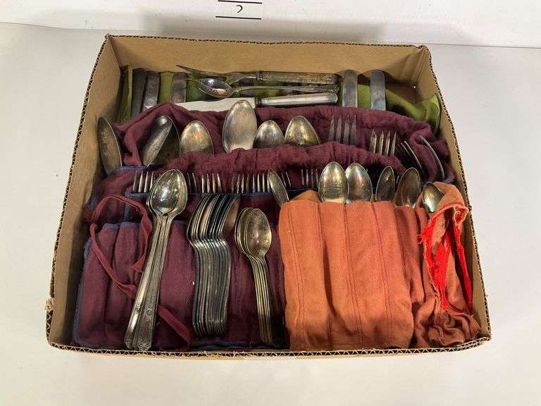 Collection of Mixed Rogers Silverplate Flatware with Storage Rolls ...