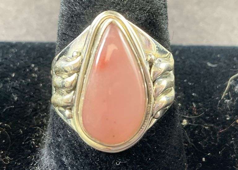 Sterling silver Guava quartz ring size 7 - Hash Auctions