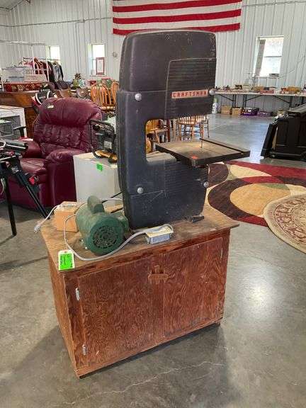 Craftsman Band Saw with Dayton Motor on Custom Base Cabinet - Hash Auctions