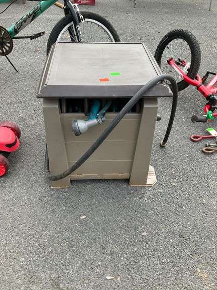 Garden Hose Storage Box with Hose and Reel - Hash Auctions