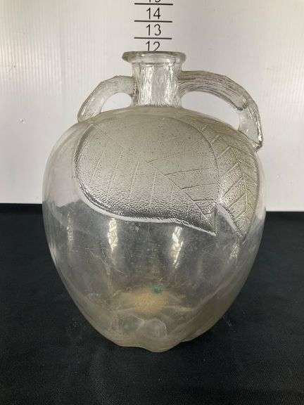 Clear Glass Jar with Leaf Motif - Hash Auctions