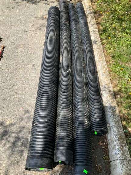 Set of Four Black Corrugated Plastic Drainage Pipes, 9ft 6in to 11ft ...