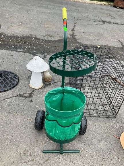 Metal Garden Tool Cart with Wheels and Handle - Hash Auctions