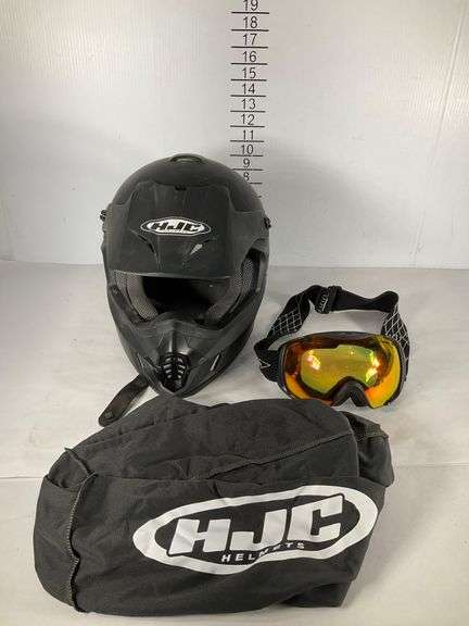 HJC Off-Road Motorcycle Helmet with Goggles and Storage Bag - Hash Auctions