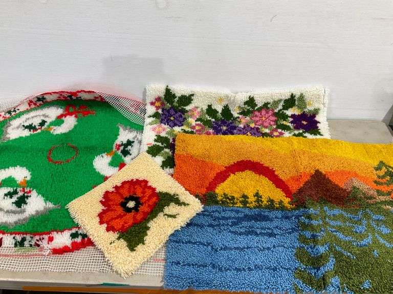 Collection of Handcrafted Latch Hook Rugs with Various Designs - Hash ...