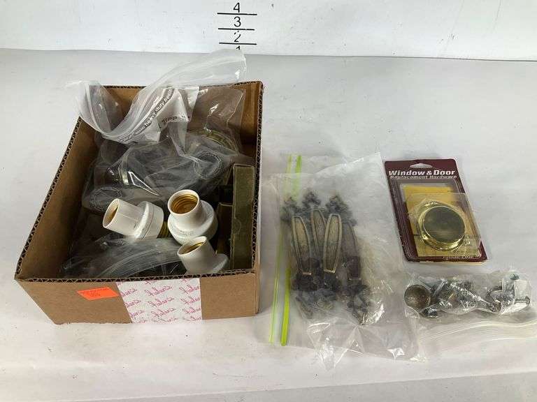 Assorted Hardware Including Light Fixtures, and Decorative Handles ...