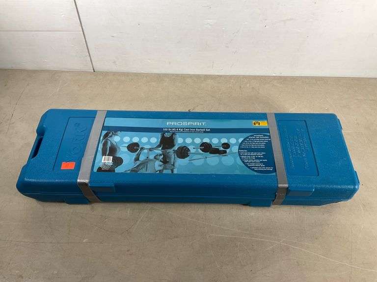 ProSpirit Cast Iron Barbell Set with Blue Plastic Carrying Case - Hash ...