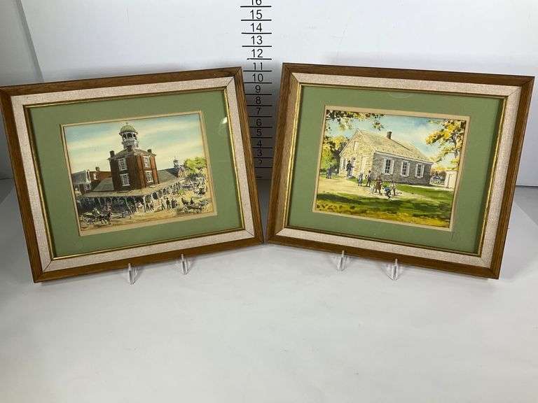 Pair of Framed Hand-Painted Watercolor Prints by Davis Gray - Hash Auctions