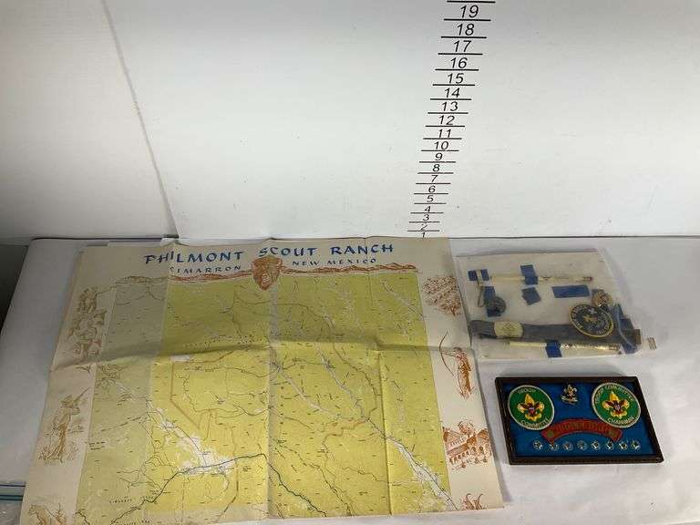 Boy Scouts Philmont Scout Ranch Map with Badge Display and Accessories ...