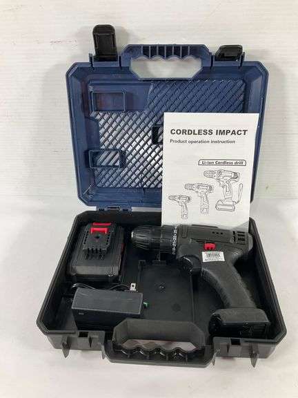 Cordless Impact Drill Kit with Accessories in Hard Plastic Case - Hash ...