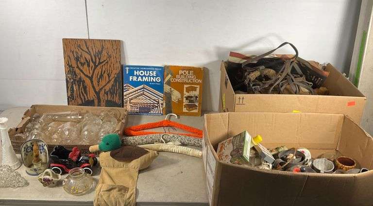 Assorted Household Items Mix Including Glassware, Books, and Decorative ...