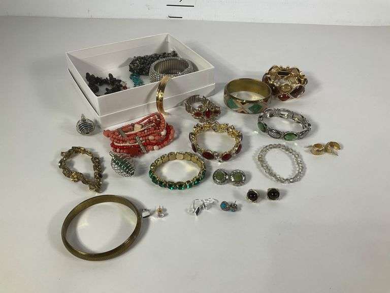 Assorted Costume Jewelry Collection Including Bracelets and Earrings ...