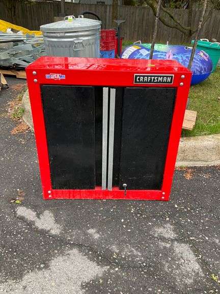 Craftsman Red Metal Two-Door Cabinet with One Fixed Shelf - Hash Auctions