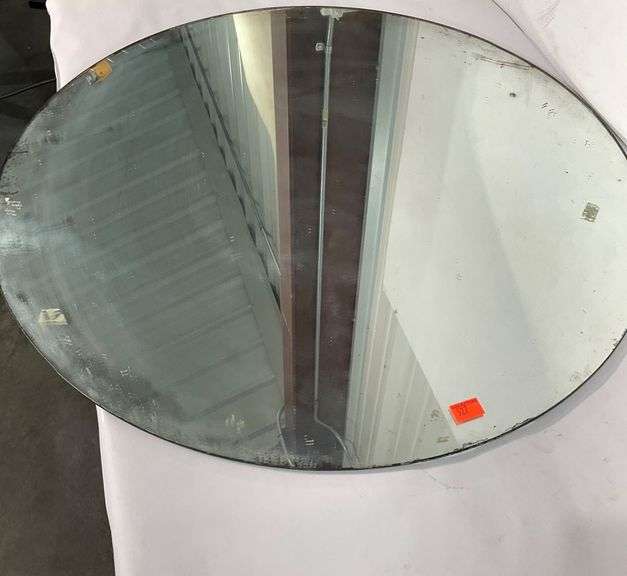 Circular Glass Mirror with Black Backing, 34in Diameter - Hash Auctions