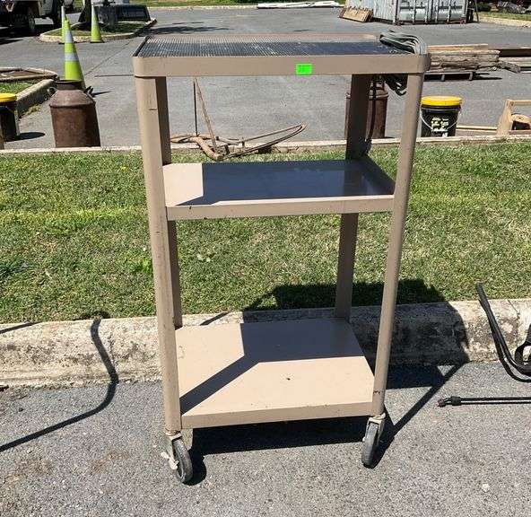 Three-Tier Mobile Cart with Integrated Power Strip, 43”Hx24”Lx18”W ...