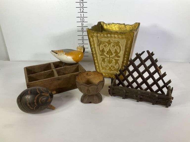 Assorted Decorative and Functional Items Including Carved Pieces - Hash ...