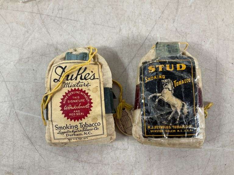 Assorted Vintage Glass Bottles, Tobacco Pouches, and Pewter Perfume ...