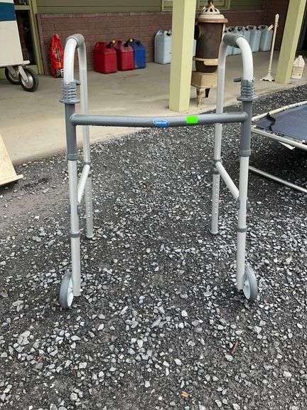 Adjustable Metal Folding Walker with Two Front Wheels - Hash Auctions