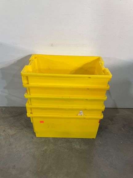 Set of 5 Yellow Plastic Storage Bins, No Lids - Hash Auctions