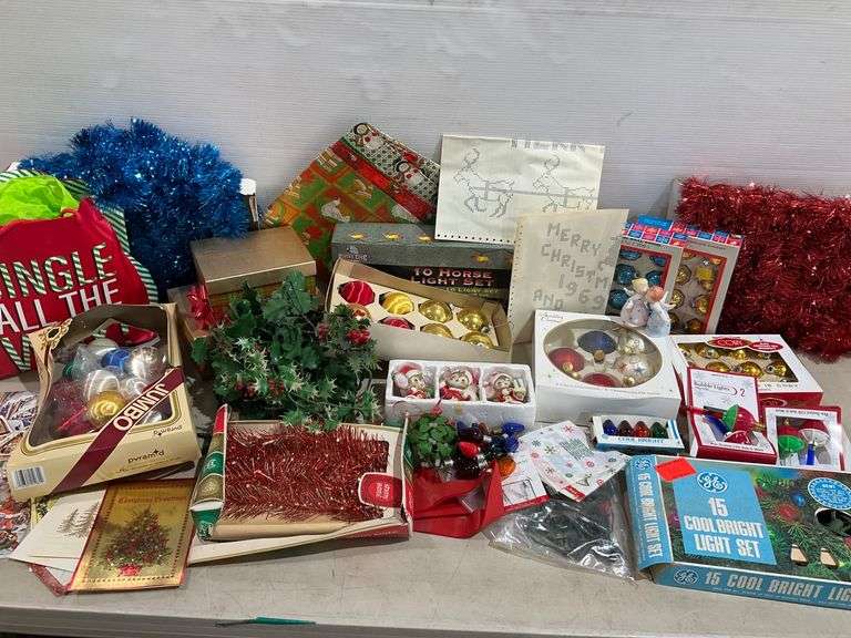 (2 BOXES) Assorted Christmas Decorations, Holiday Lights, and Ornaments ...