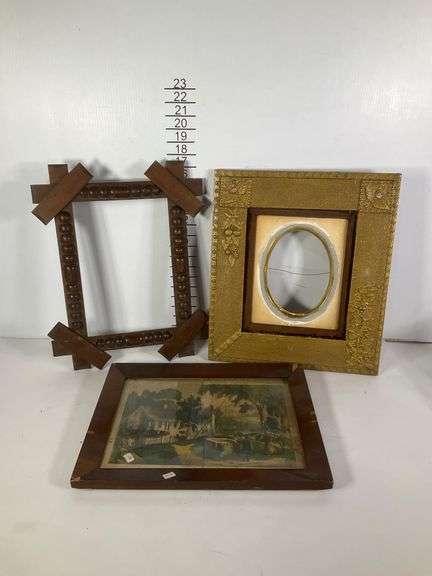 Lot of Three Framed Items, Including Colored Lithograph and Two Frames ...