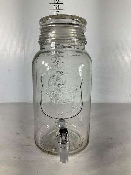 Clear Glass Beverage Dispenser with Spigot - Hash Auctions