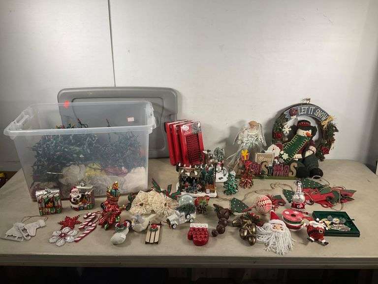 Assorted Christmas Decorations Including Figurines, Ornaments, and ...