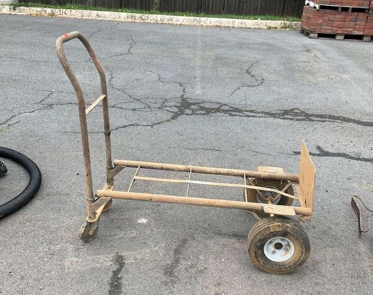 Metal Handcart with Dual Large Wheels and Rear Casters - Hash Auctions