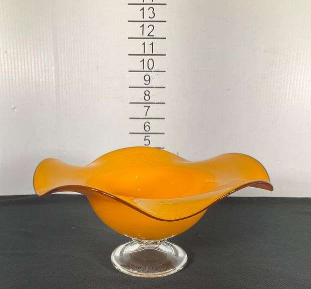 Glass Pedestal Bowl with Flared Rim - Hash Auctions