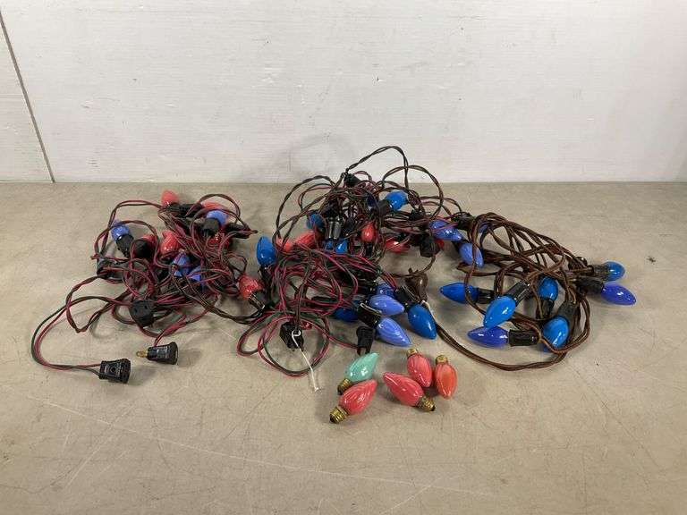 Vintage Christmas String Lights with Red and Blue Bulbs - Hash Auctions