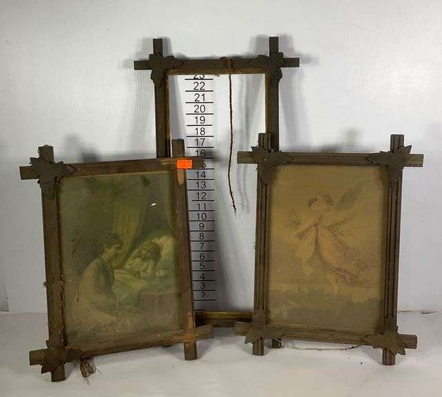 Three Framed Print Panels with Rustic Cross-Lap Frames from Pope Estate ...