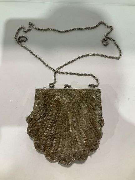 Beaded Evening Bag with Shell Motif and Strap - Hash Auctions