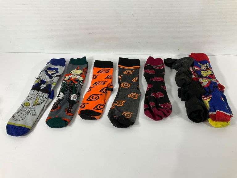 Assorted Anime Character and Symbol Themed Socks, Includes Naruto, 10 ...