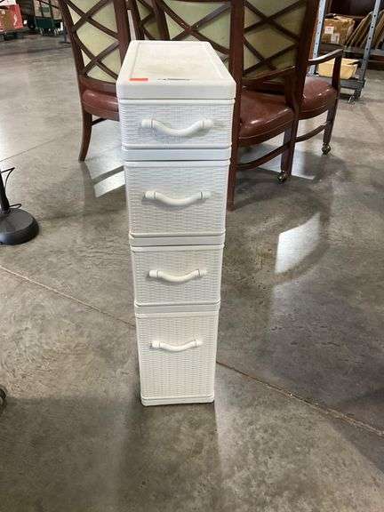 White Plastic Storage Tower with Four Drawers - Hash Auctions