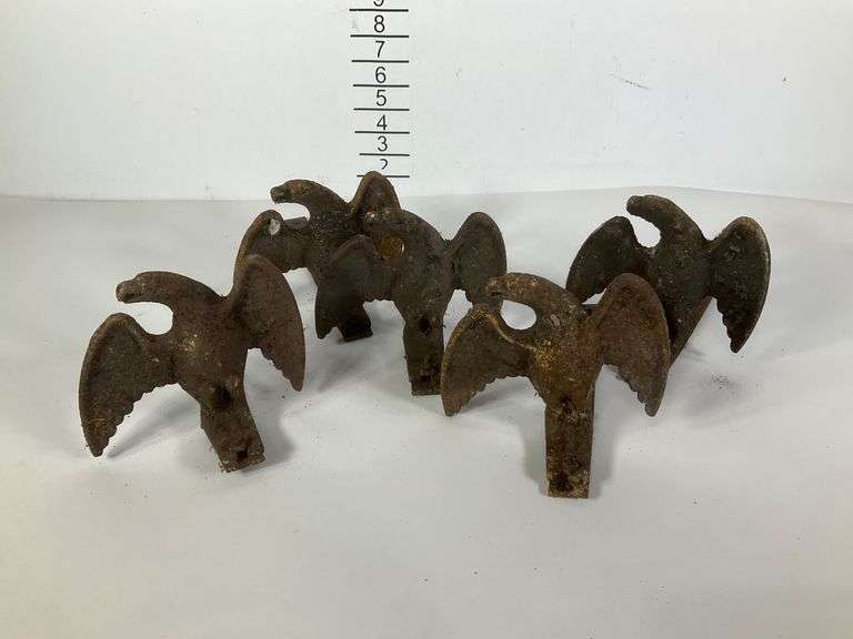Set of Five Cast Iron Snow Birds with Eagle Design - Hash Auctions